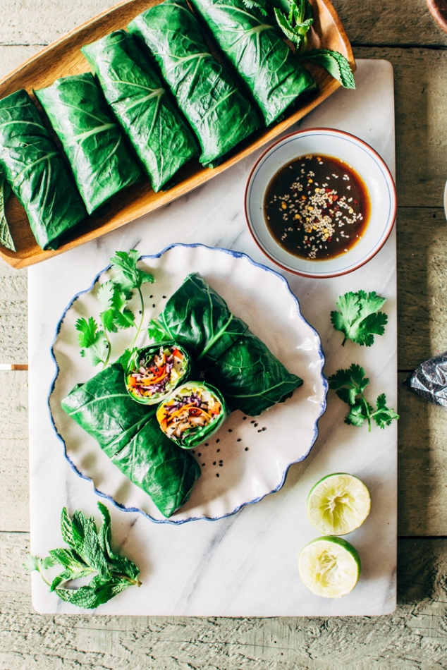 rainbow collard green spring rolls with shrimp {paleo} - nyssa's kitchen