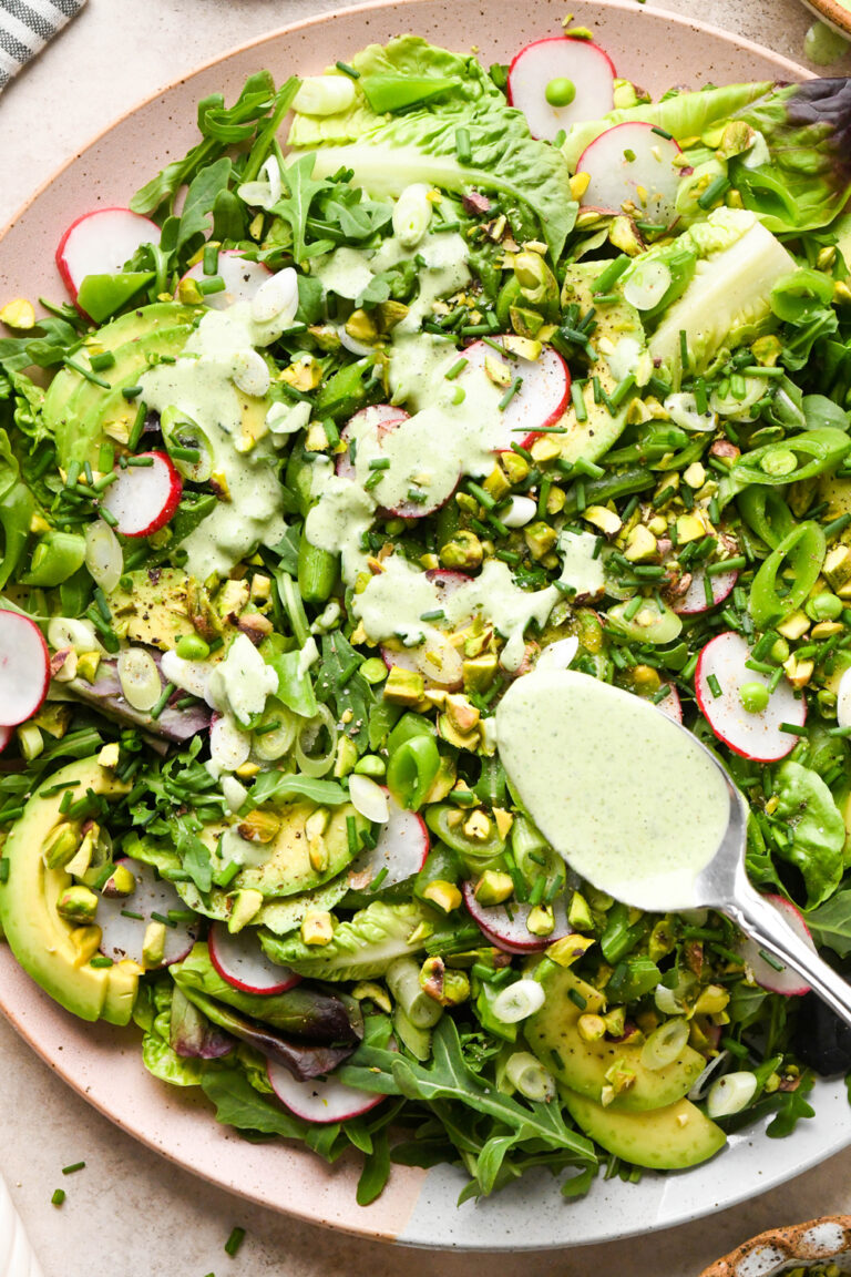 The Perfect Spring Salad with Green Goddess Dressing